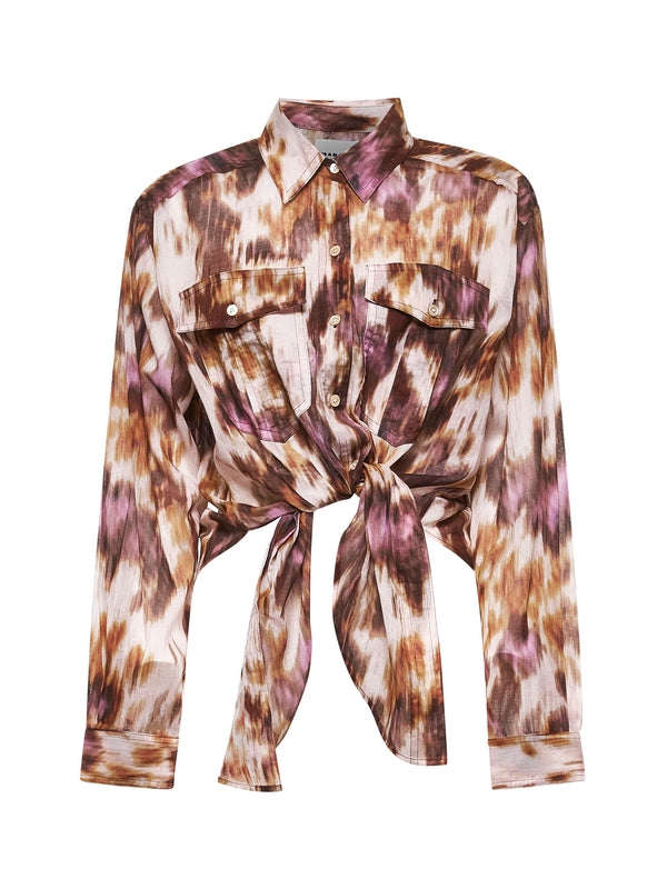ISABEL MARANT ETOILE Nas Printing Crop Shirt | jentestore