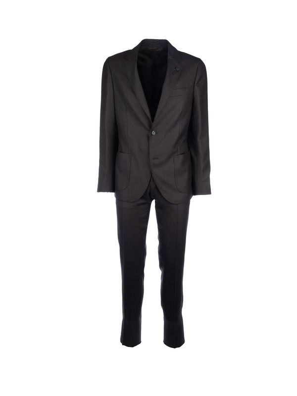 Boutonniere Pin Check Pattern Wool Single Setup Suit | Jente