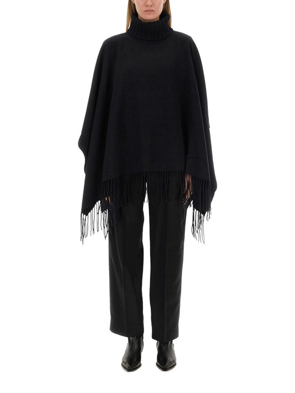 Black Wool Silk Cape – Jente