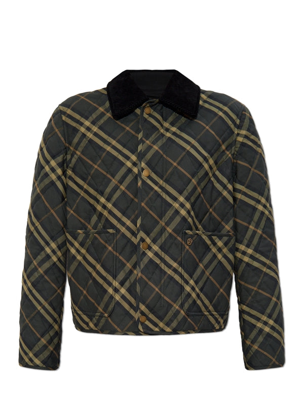 Corduroy Collar Detail Check Pattern Jacket | Jente